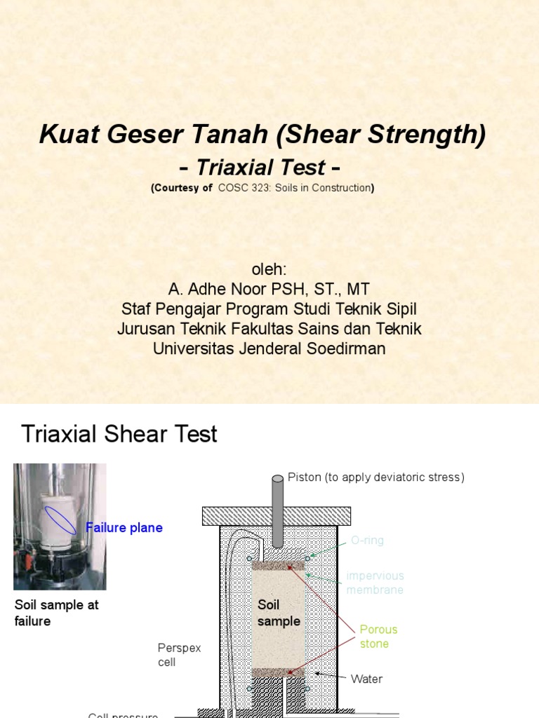 Kuat Geser Tanah (Shear Strength) : Triaxial Test | PDF | Soil ...