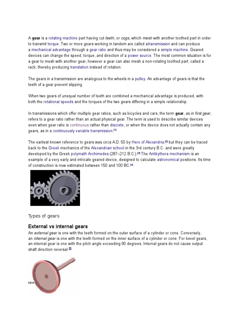 Continuous: External Vs Internal Gears | PDF | Gear | Heat Treating