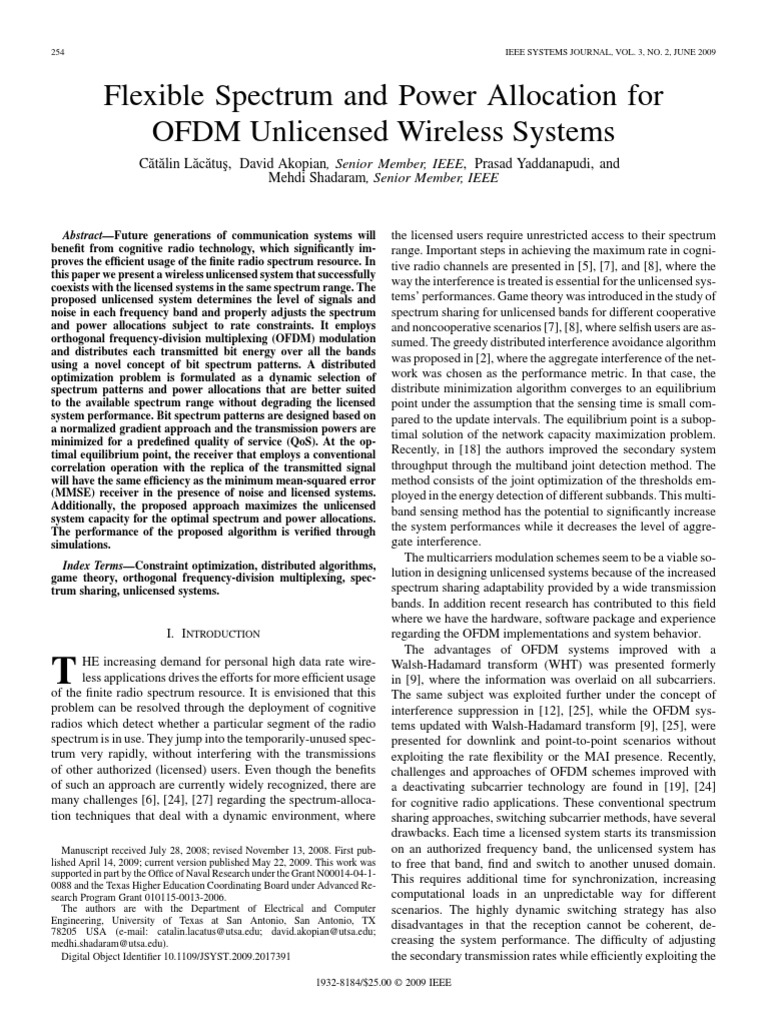 Flexible Spectrum and Power Allocation For OFDM Unlicensed Wireless ...