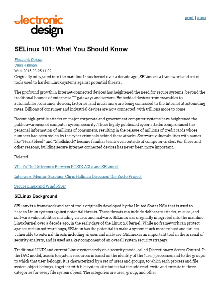 SELinux Basics: Security for Linux Systems | PDF | Computer File | Linux