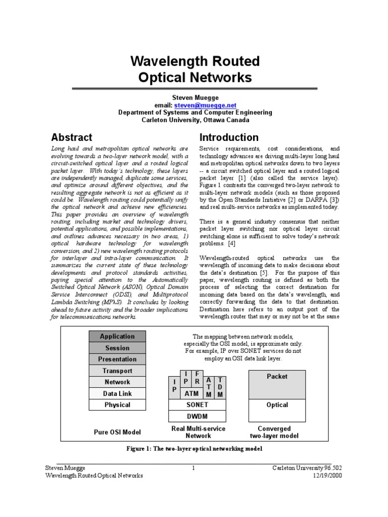 Wavelength Routed Optical Networks | PDF | Computer Network | Routing
