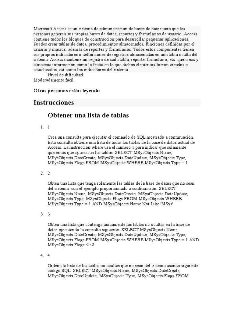 Consultas SQL en Microsoft Access | PDF | SQL | Tabla (base de datos)