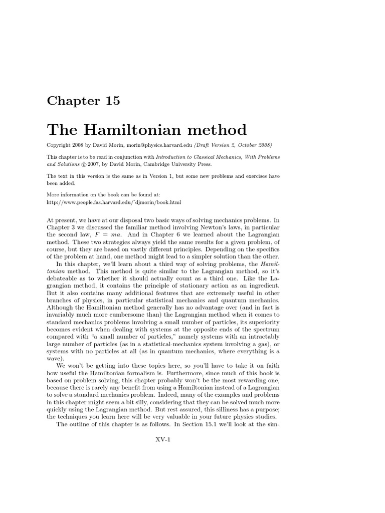 The Hamiltonian Method | PDF | Hamiltonian Mechanics | Lagrangian Mechanics