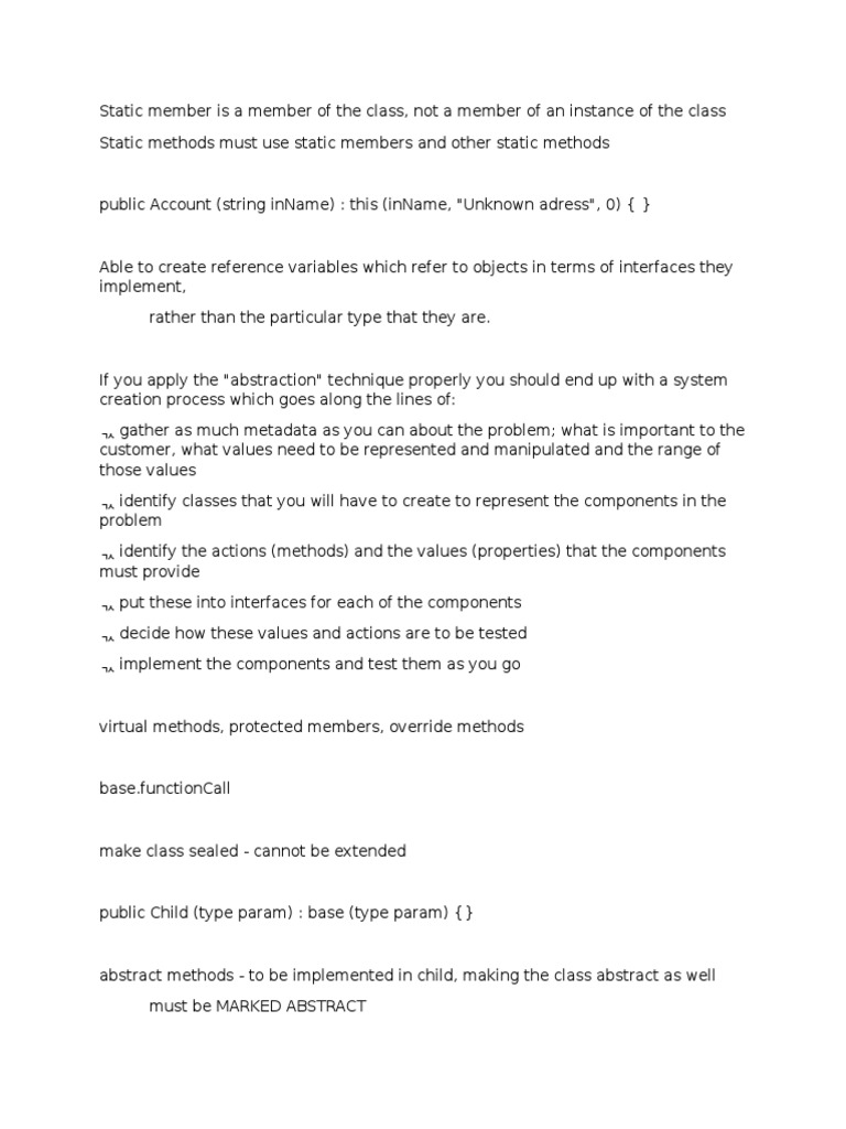 C# Notes | PDF | Method (Computer Programming) | Interface (Computing)