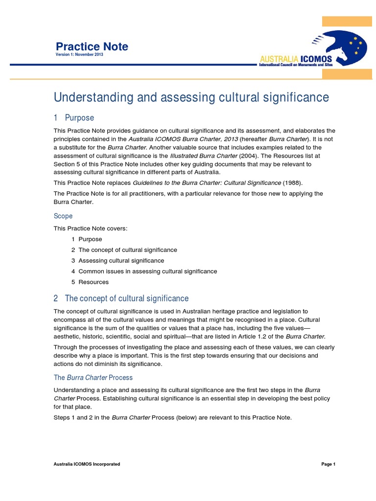 Practice Note Understanding and Assessing Cultural Significance | PDF ...