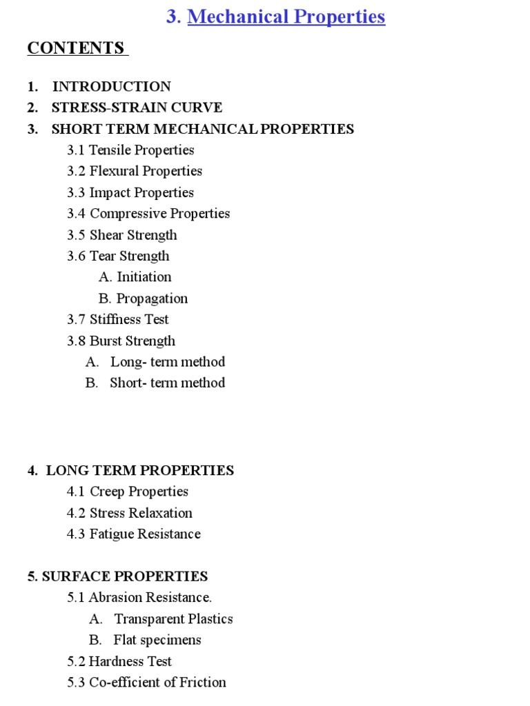 Stress Strain Curve 3 Short Term Mechanical Properties Pdf
