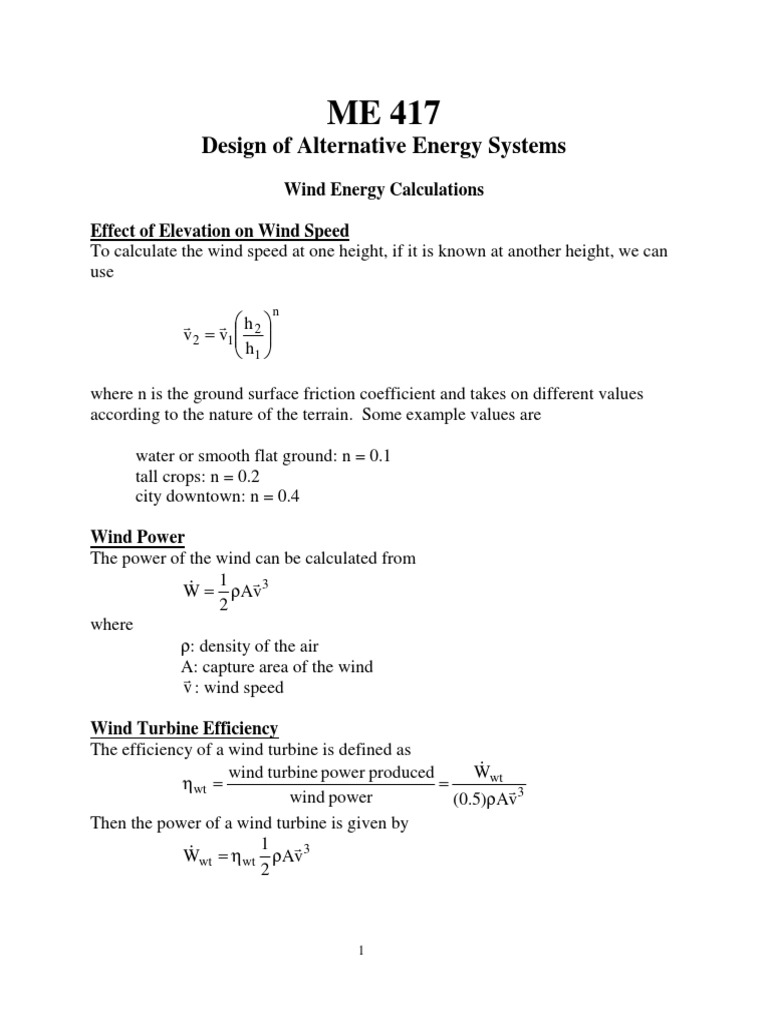 Wind Calc | PDF | Turbine | Wind Turbine