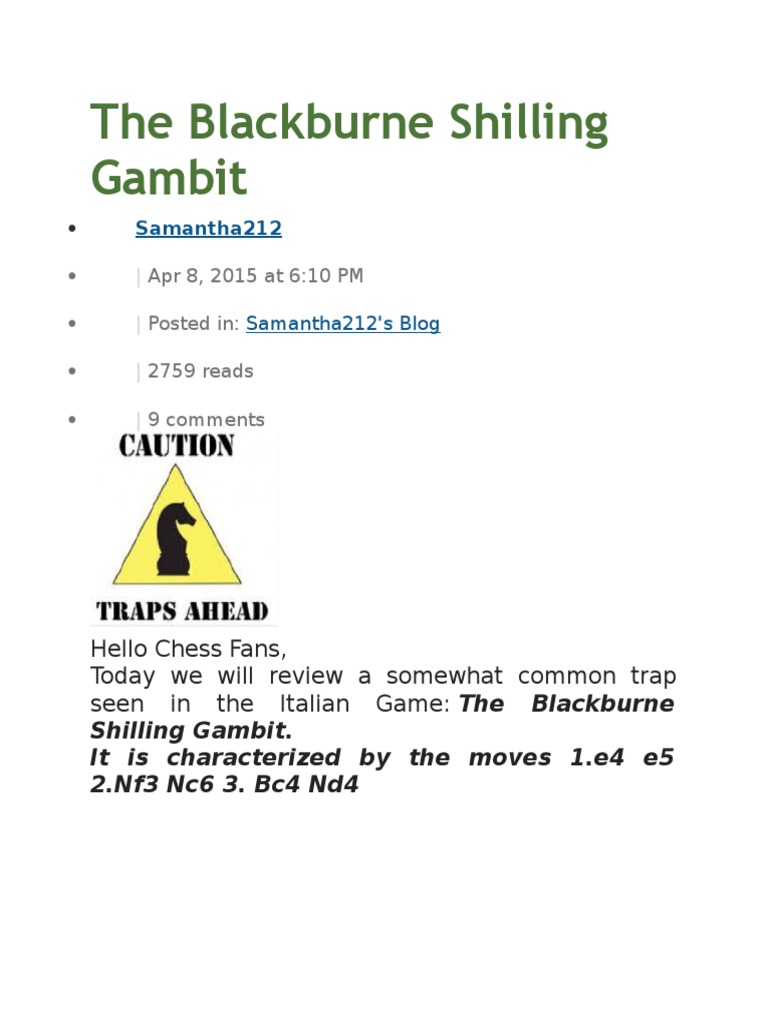 Blackburne Shilling Gambit Explained | PDF | Traditional Games ...