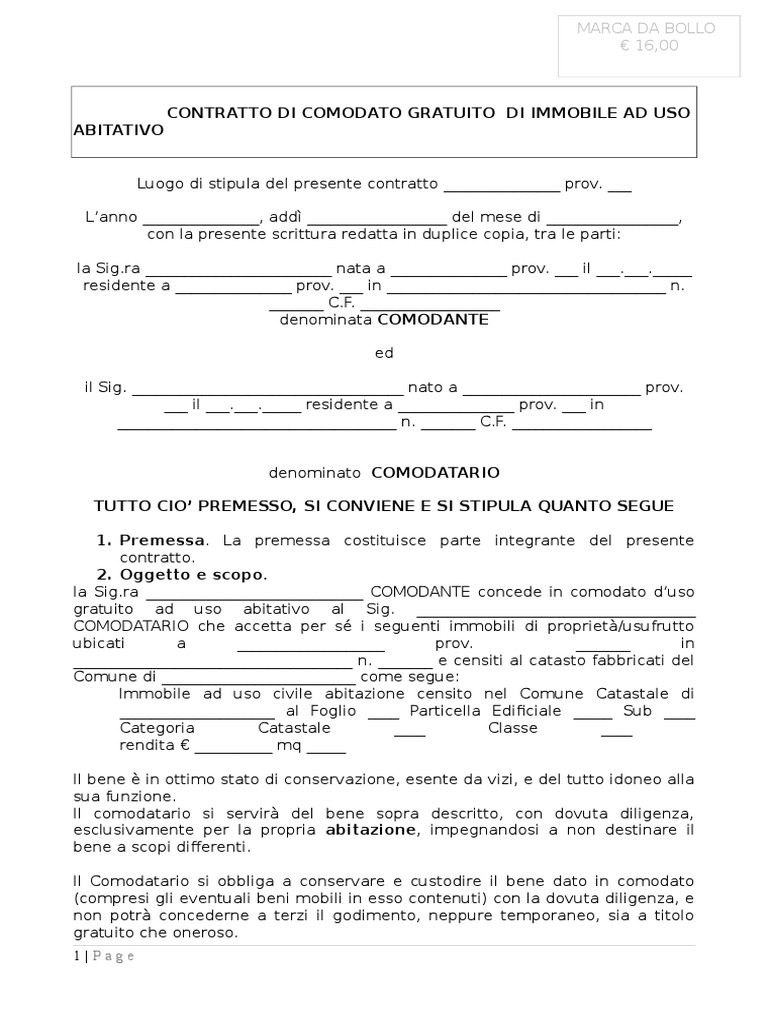 Modulo Contratto Di Comodato D Uso Gratuito - vrogue.co Modulo Contratto Di Comodato D Uso Gratuito - vrogue.co