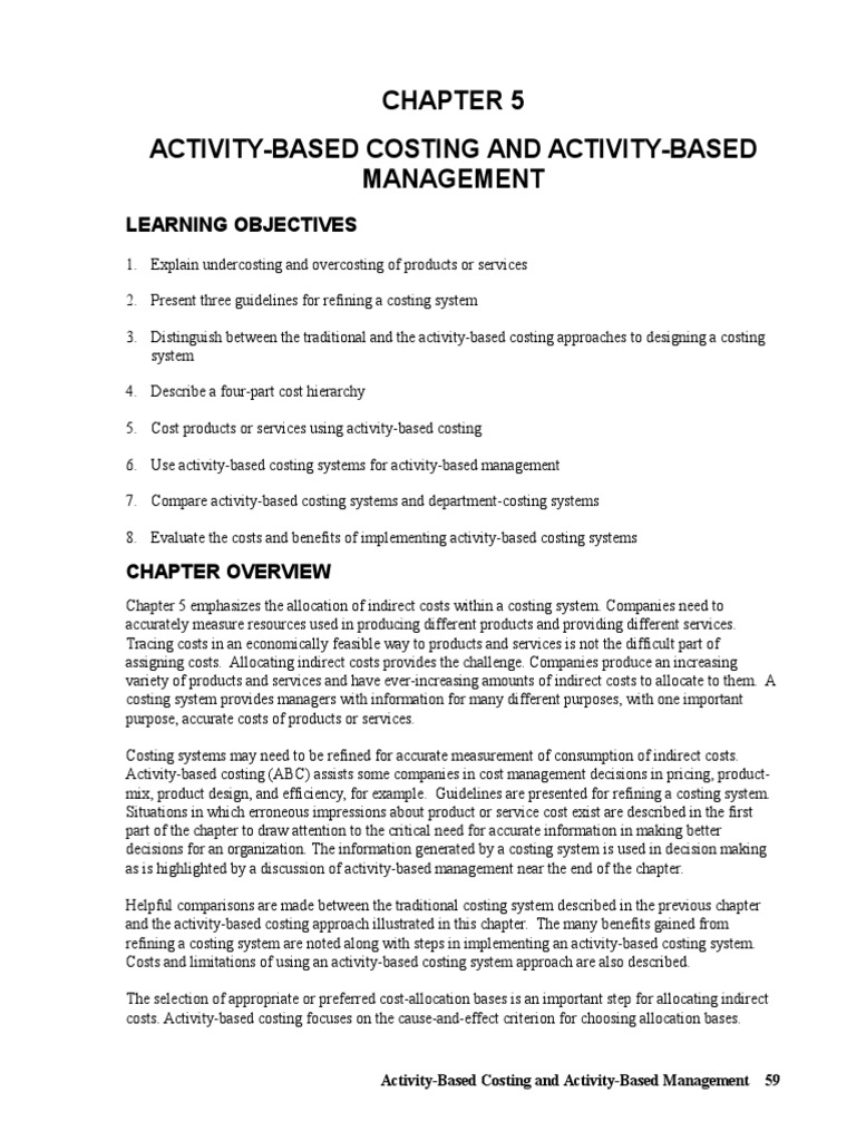 Activity-Based Costing and Activity-Based Management: Learning ...