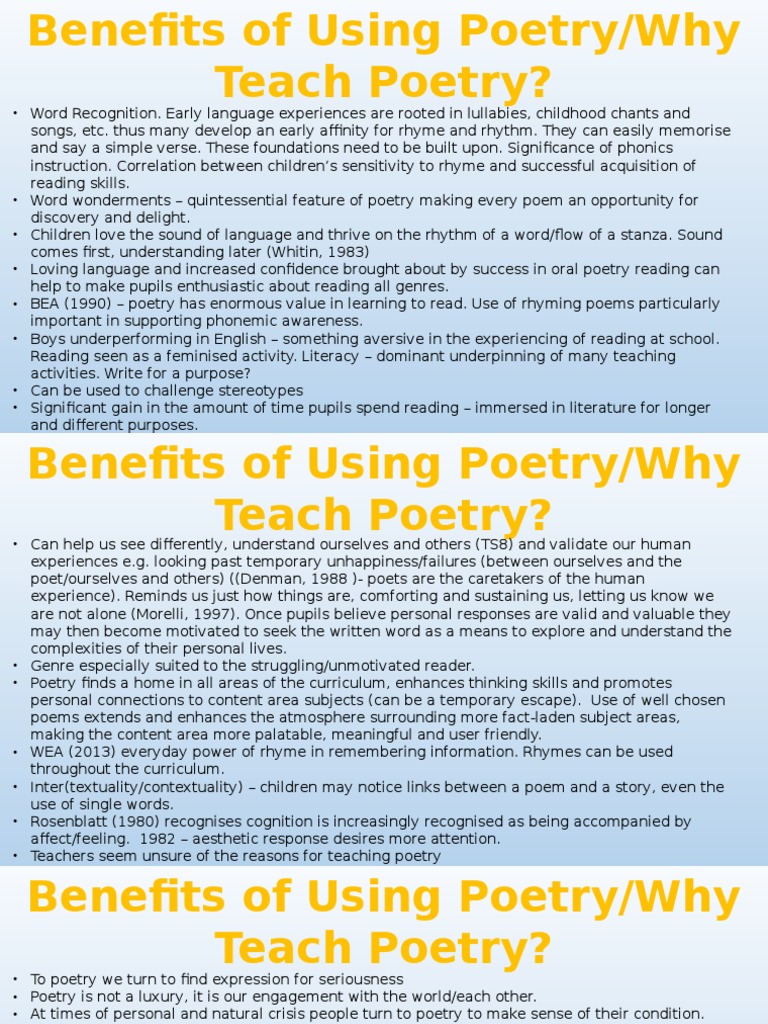 Benefits of Teaching Poetry - Why Teach Poetry | PDF | Phonics | Poetry