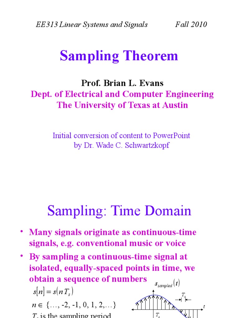 Sampling Theorem Lecture 16 | Download Free PDF | Sampling (Signal ...