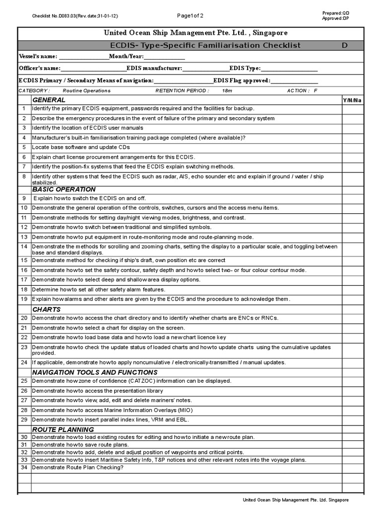 ECDIS Ship Specific Familiarisation-31!01!12 | Navigation | Software