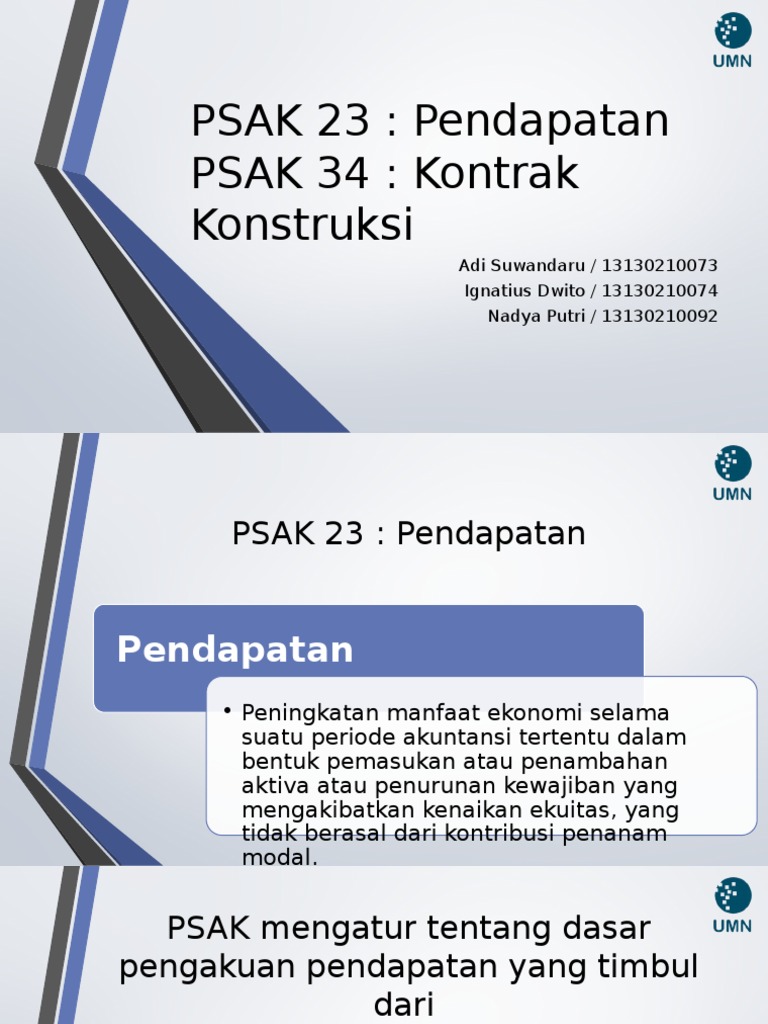 PSAK 23: Pendapatan Dan PSAK 34: Kontrak Konstruksi | PDF