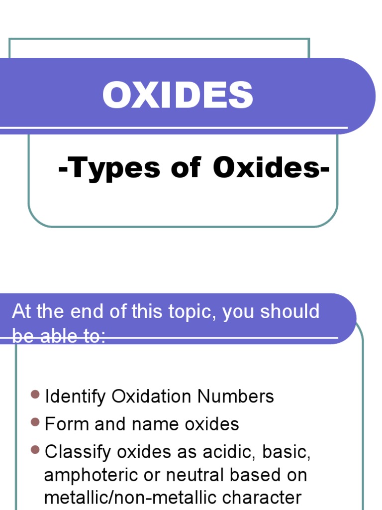 Oxides | PDF | Oxide | Solubility