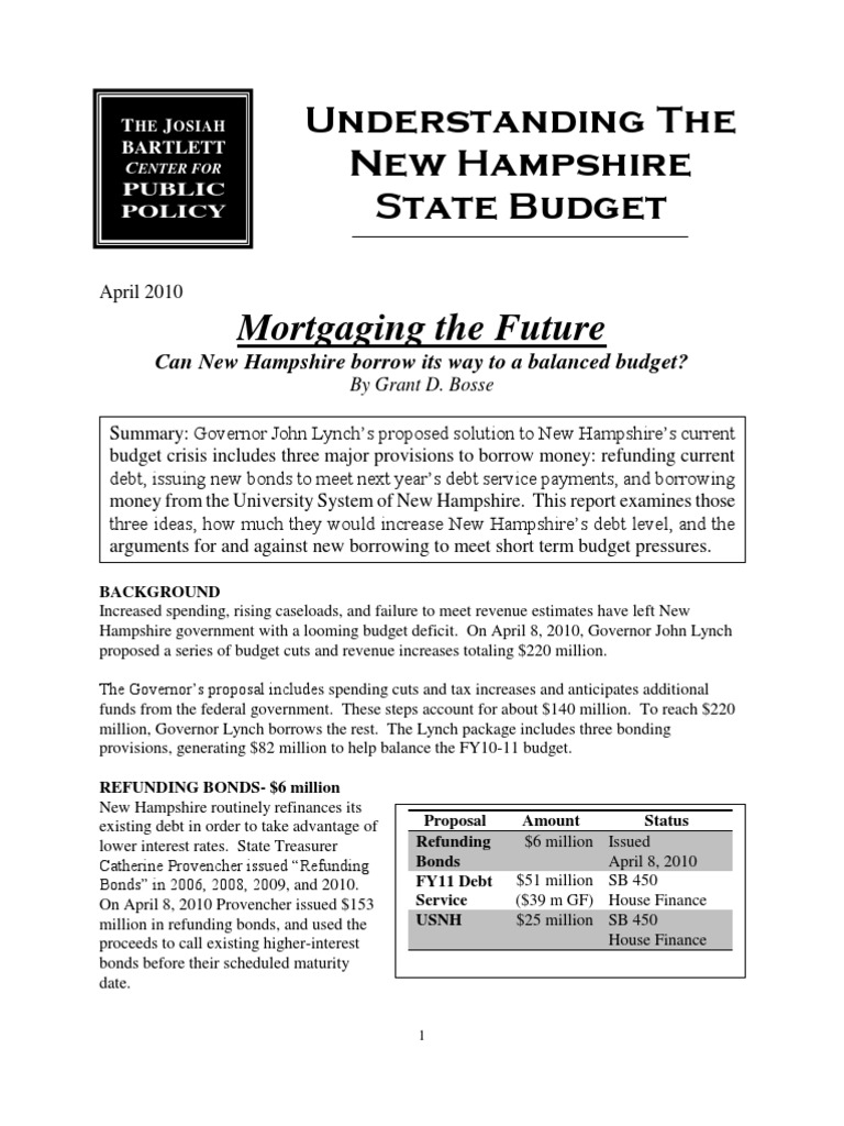Understanding The New Hampshire State Budget | PDF | Refinancing | Debt