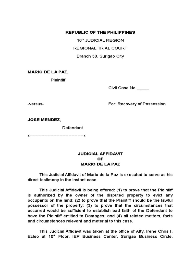 Republic of The Philippines | PDF | Affidavit | Legal Procedure