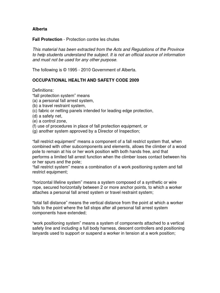 Alberta Fall Protection - Protection Contre Les Chutes | PDF | Safety ...