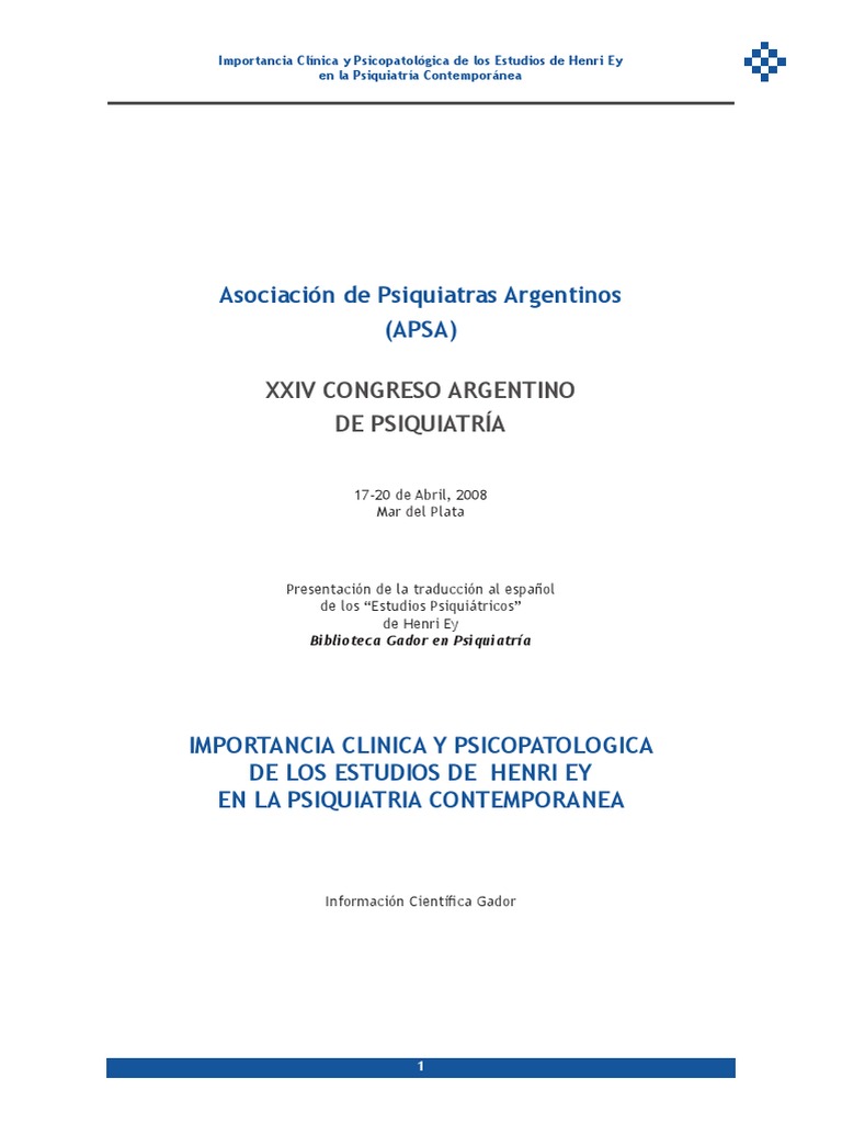 Importancia Clinica y Psicopatologica de La Obra de Henri Ey en La ...