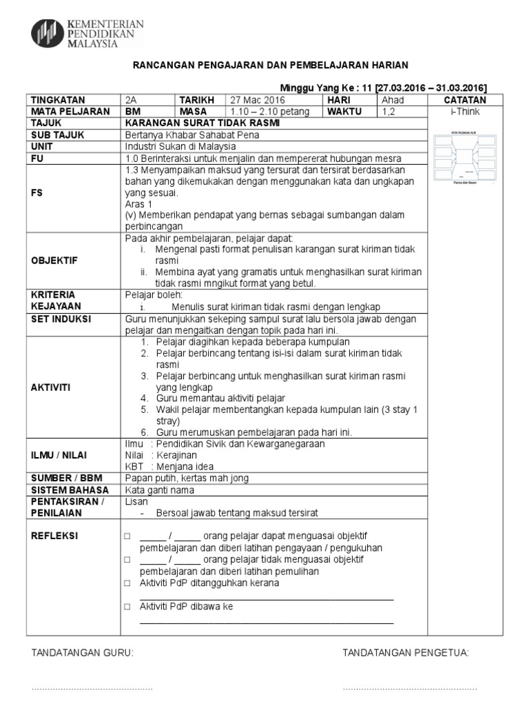 RPH BM Tingkatan 2 | PDF