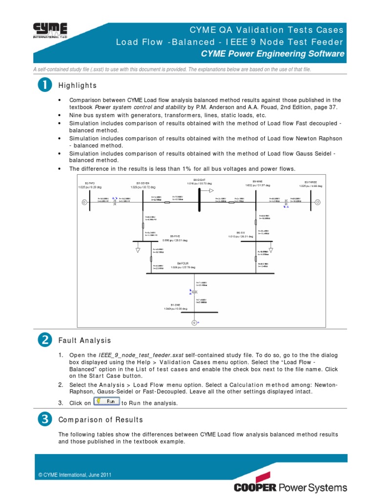 Load Flow - Balanced - IEEE 9 Node Test Feeder | PDF
