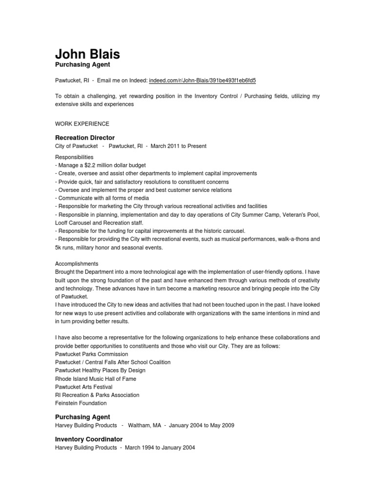 John Blais Resume | PDF | Rhode Island | Inventory
