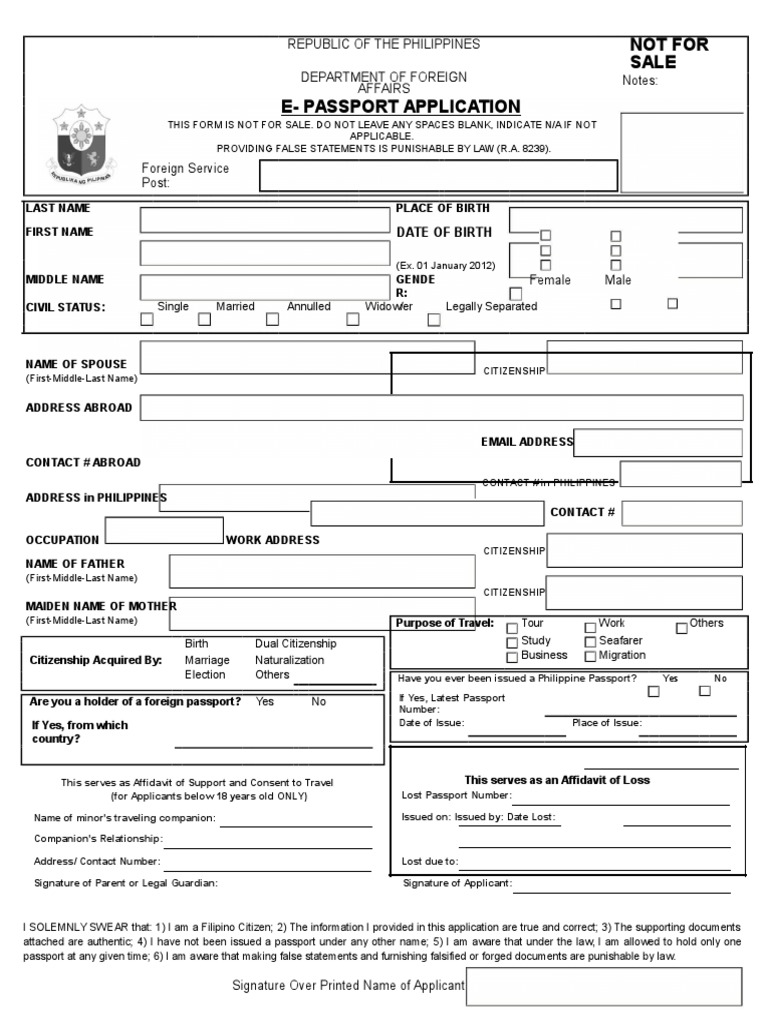 E Passport Application Form | PDF
