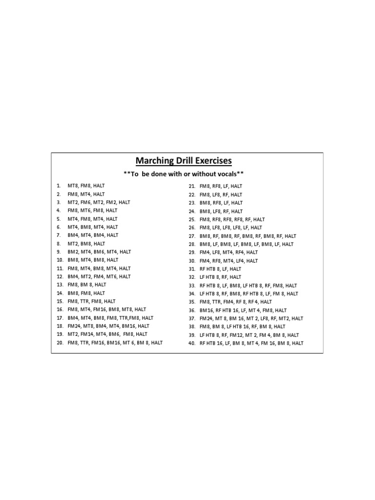 Marching Drill Exercises Guide | PDF