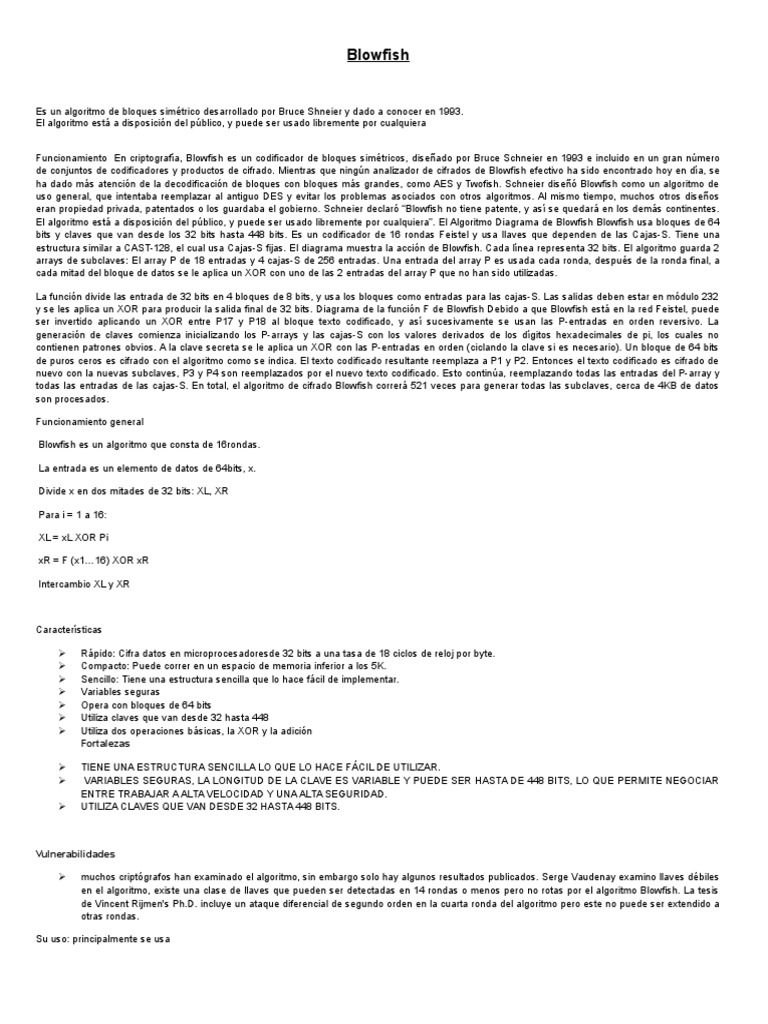 Blowfish e Idea | PDF | Comunicaciones militares | Criptografía