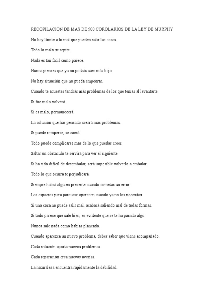 500 Corolarios de La Ley de Murphy | PDF | Programa de computadora | Programación