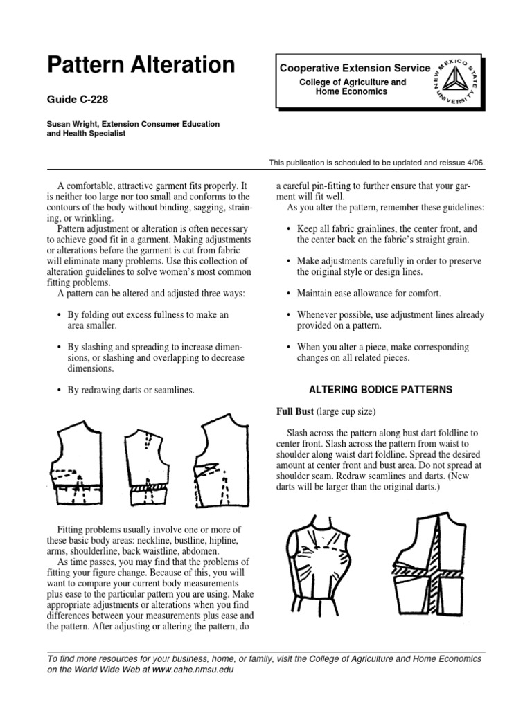 Pattern Alteration (Sewing) | PDF | Seam (Sewing) | Human Appearance