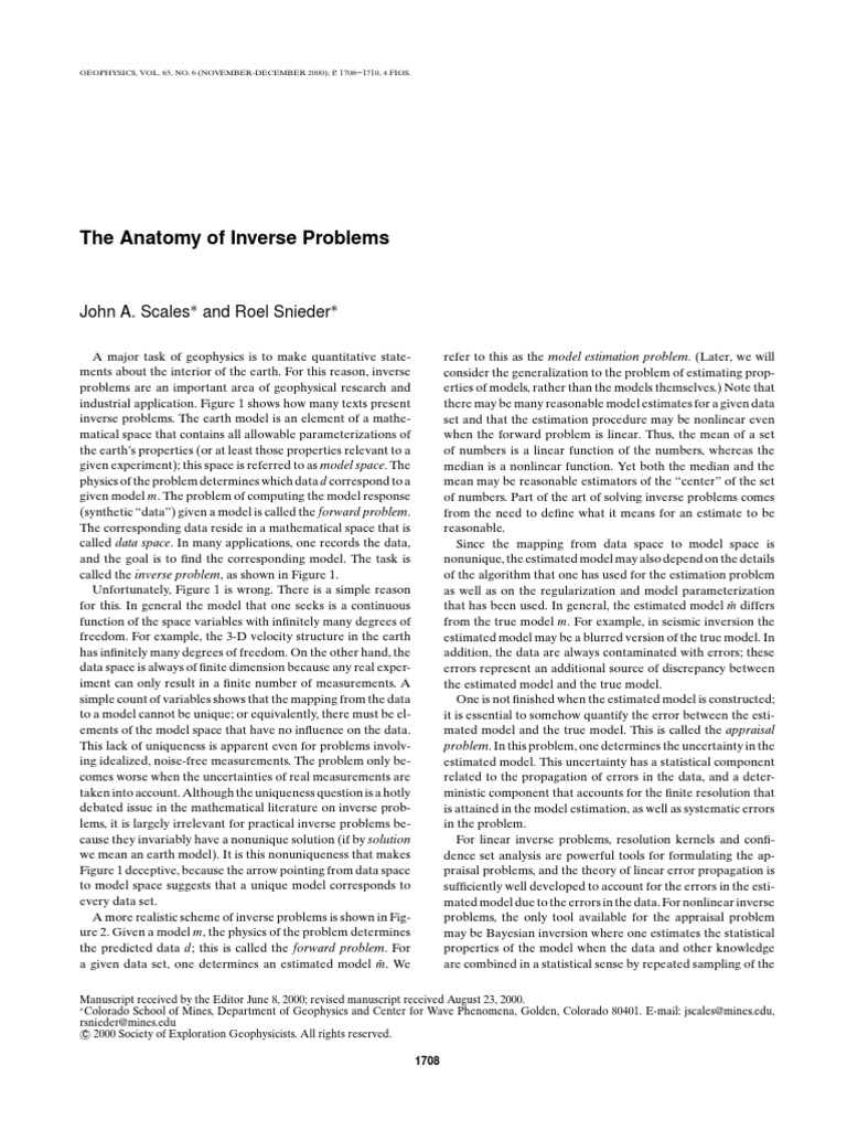 Anatomy of Geophysical Inverse Problems | PDF | Inverse Problem ...