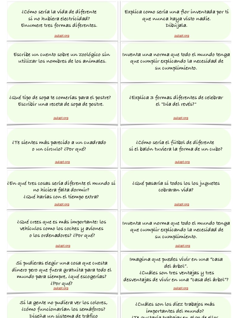 Qué Pasaría Si | PDF | Juegos y actividades | Artes del Lenguaje y ...