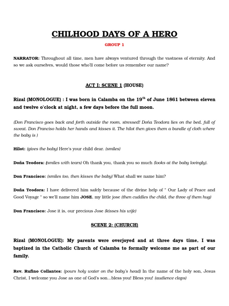 Jose Rizal's Childhood Script | PDF | Business