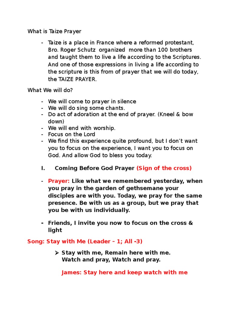 Taize Prayer 2016 | PDF | Prayer | Religious Behaviour And Experience