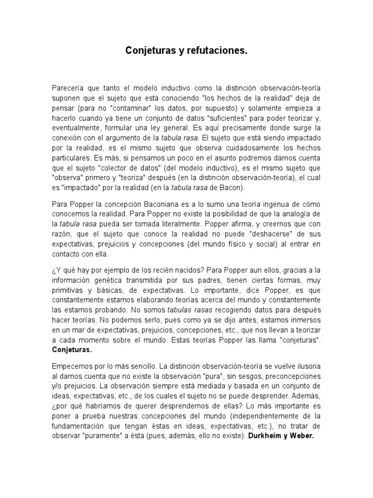 Conjeturas y Refutaciones | PDF | Karl Popper | Razonamiento inductivo