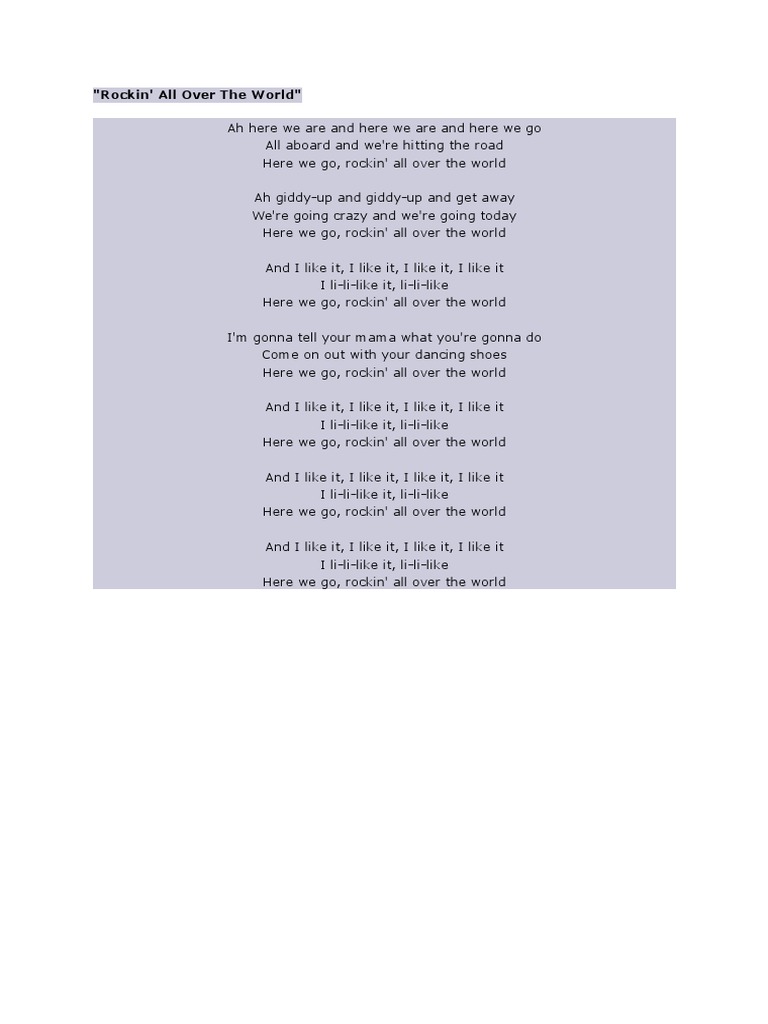 Rocking All Over The World Lyrics | PDF | Art
