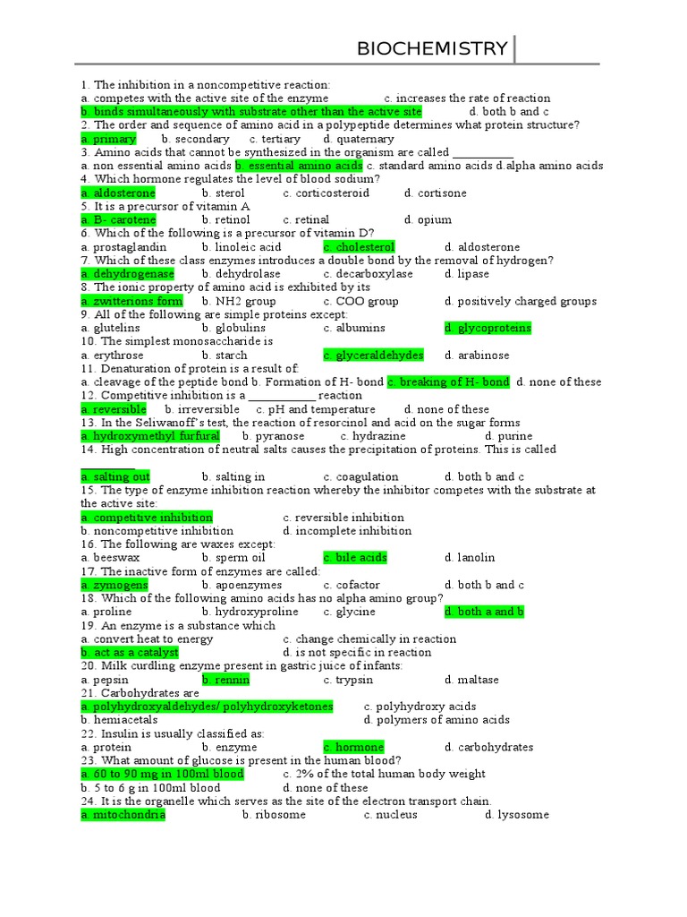 Reviewer in Biochemistry | PDF | Biochemistry | Chemistry