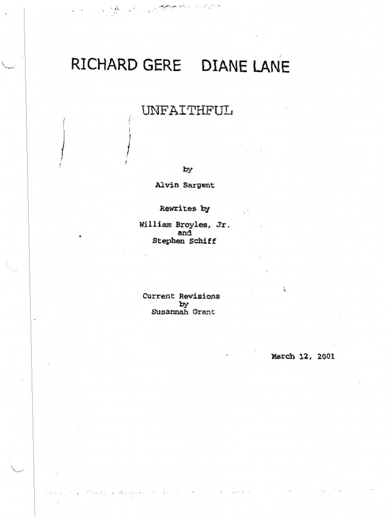 Unfaithful (2002) Full Script | PDF | Leisure