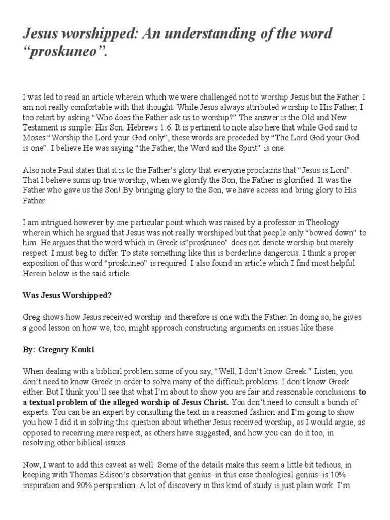 Understanding the Meaning and Implications of "Proskuneo | PDF | Jesus ...