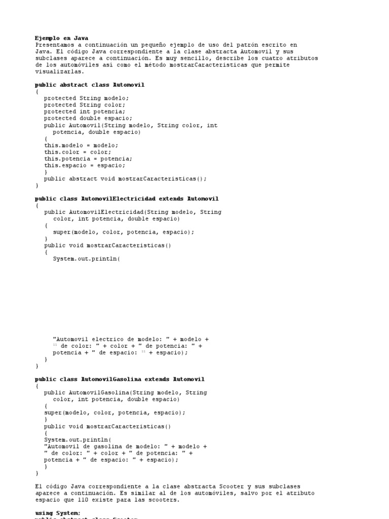 Ejemplo en Java | PDF | Java (lenguaje de programación) | Desarrollo de ...
