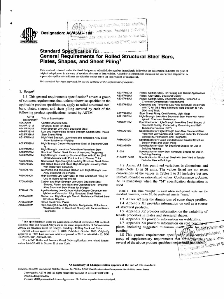 ASTM - A6 A6M 10a PDF | PDF