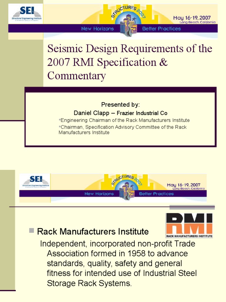 ASCE Structures Conf - RMI | PDF | Pallet | Beam (Structure)