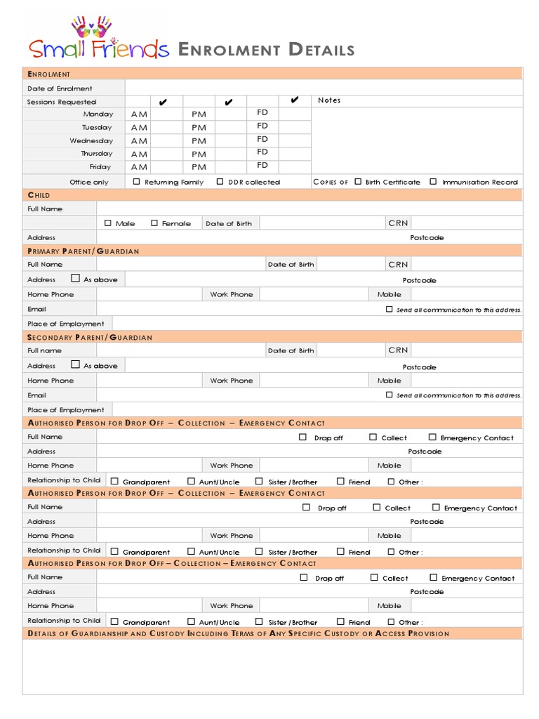 Enrolment_Form.pdf | Service Industries | Health Sciences