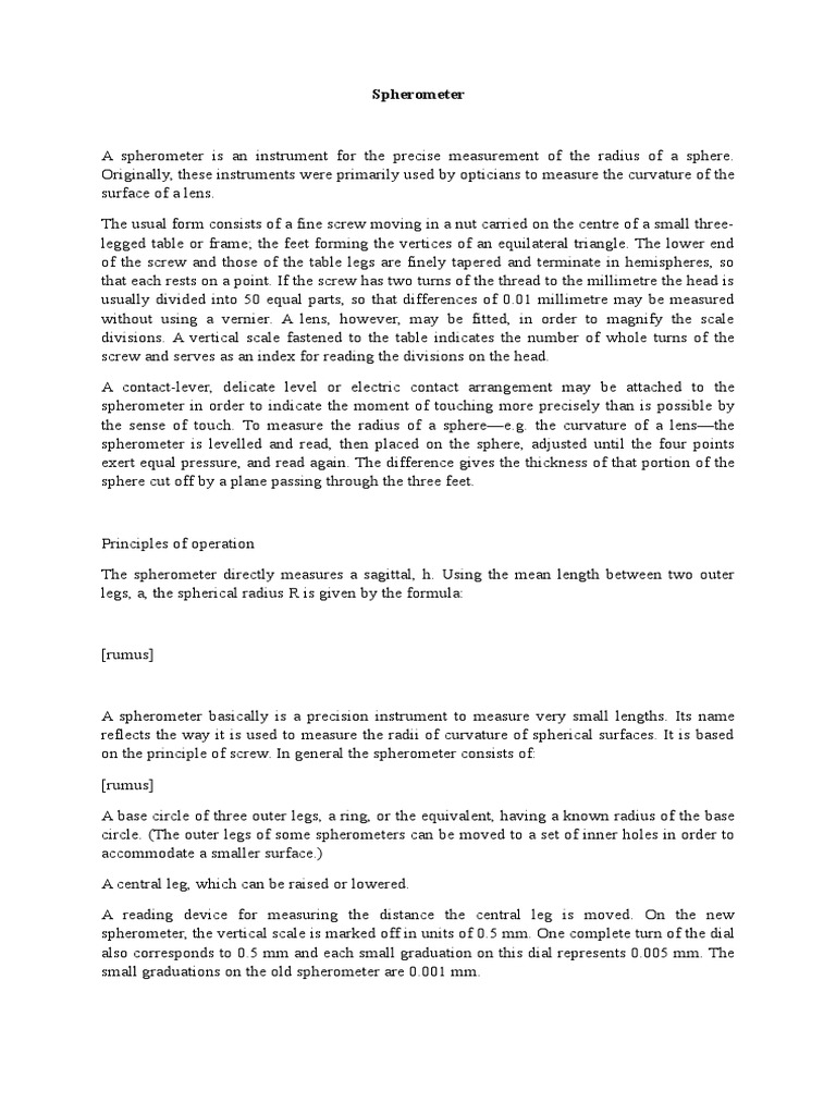 Alat Ukur Spherometer Pdf Optics Geometry