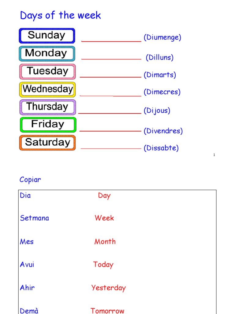 Days of the Week Activities Guide | PDF
