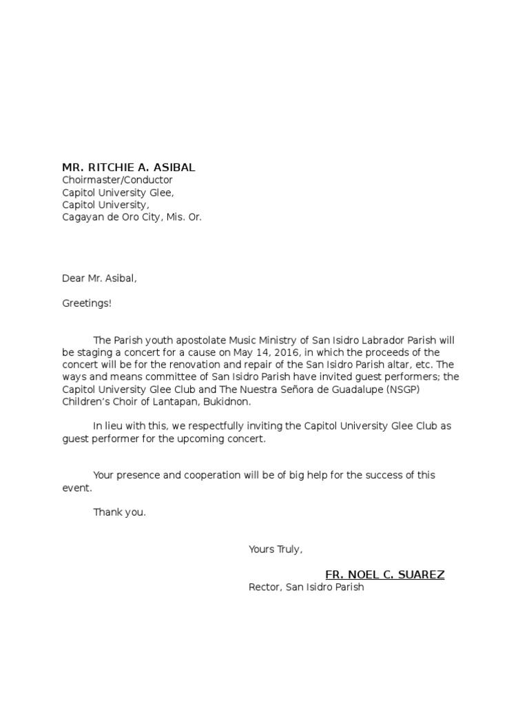 Invitation for Capitol University Glee Club | PDF