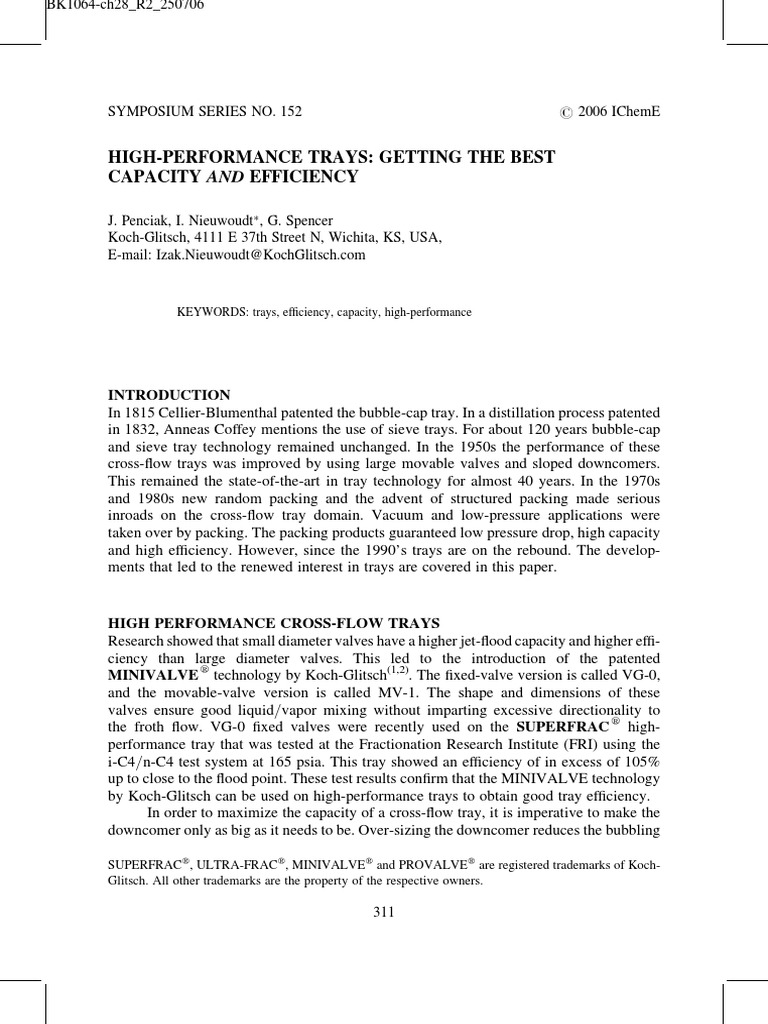 Innovations in High-Performance Trays | PDF | Distillation | Chemical ...