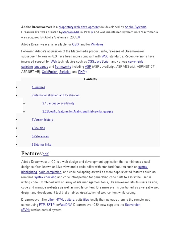 Adobe Dreamweaver | PDF | Adobe Dreamweaver | Software Engineering