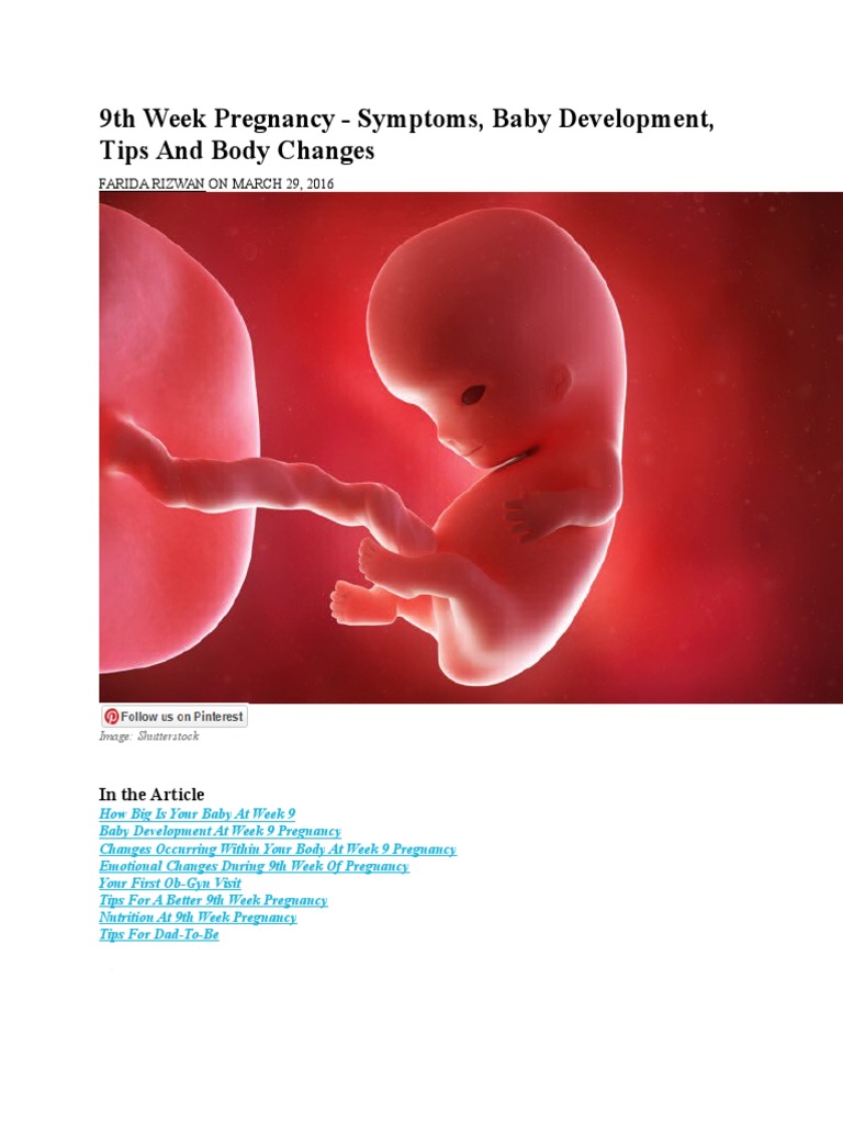 9th Week Pregnancy - Symptoms, Baby Development, Tips and Body Changes ...